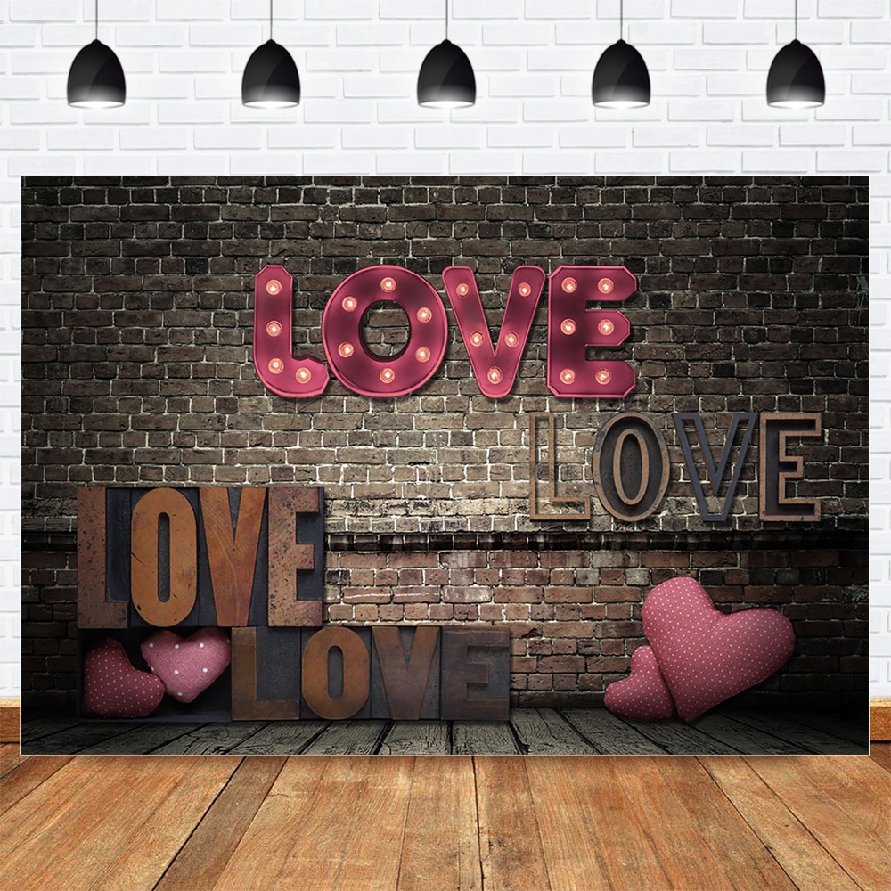 Love Valentine's Day Backdrop for Photography Brick Wall Lover Wedding ...