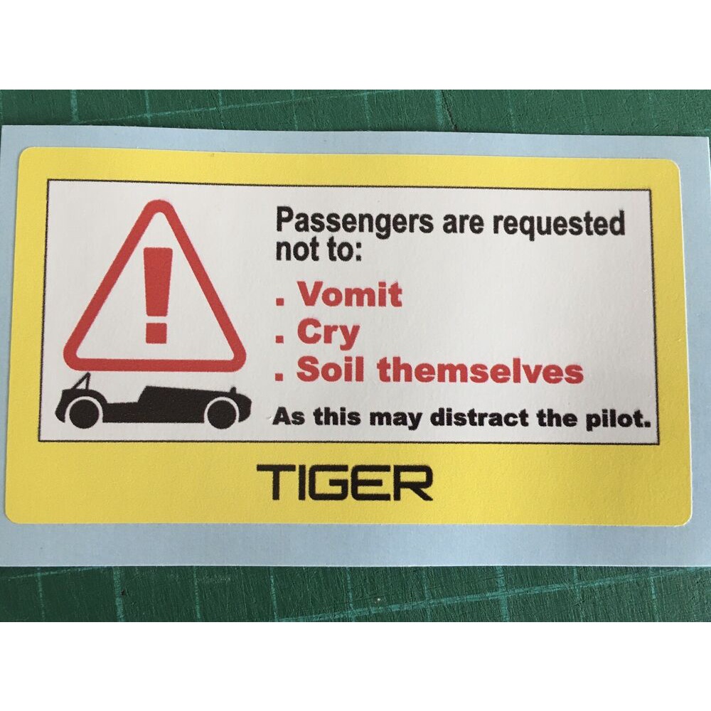 TIGER KIT CAR FUNNY CAR DASHBOARD STICKER DECAL TRACK RACE SOIL SICK ...