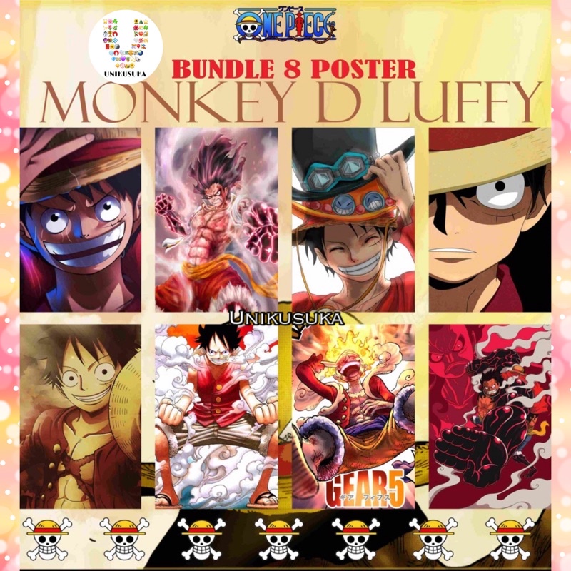 [UNIKUSUKA] One PIECE MONKEY D LUFFY POSTERS SET OF 8 ANIME POSTERS ...