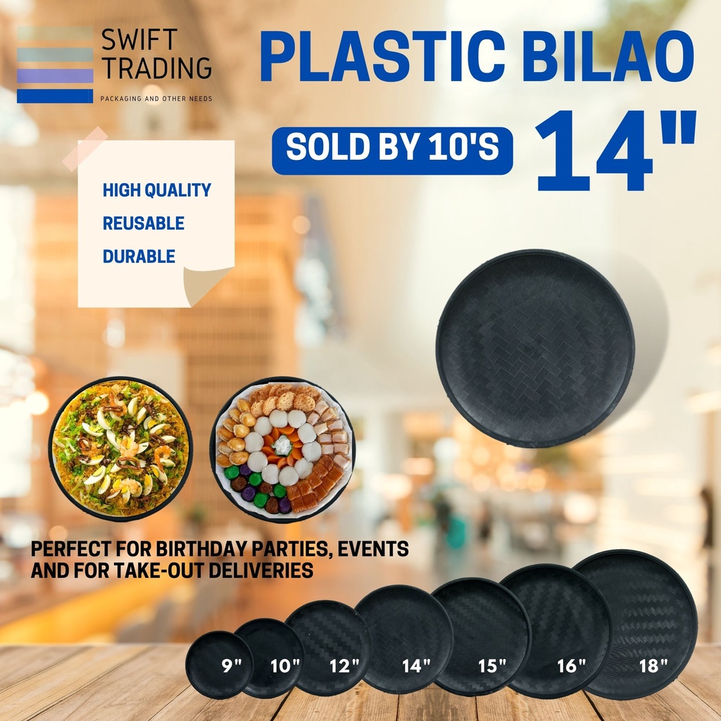[10pcs] Plastic Bilao Size 14 inches Black Bilao Food Bilao Tray Reusable Bilao COD | Shopee ...
