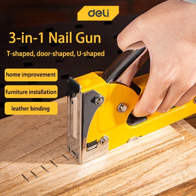 Deli Tools 3 In 1 Nail Gun Portable Industrial Staple Gun Heavy Duty ...
