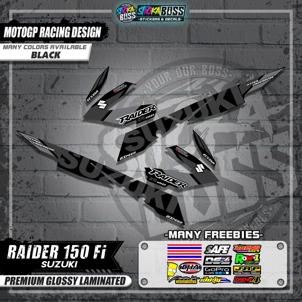 Suzuki Raider 150 Fi Decals BLACK ( MotoGP Racing Design )【WITH ...