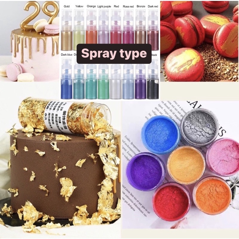 Edible Luster Dust Spray Glitter Powder Gold Leaf Foil Flakes Gold ...