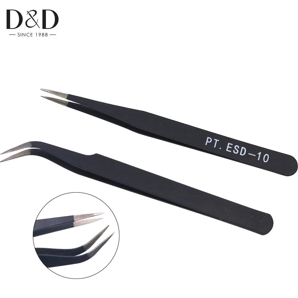 1Pc Multi-function Stainless Steel Tweezers Anti-static Cross Tweezers ...