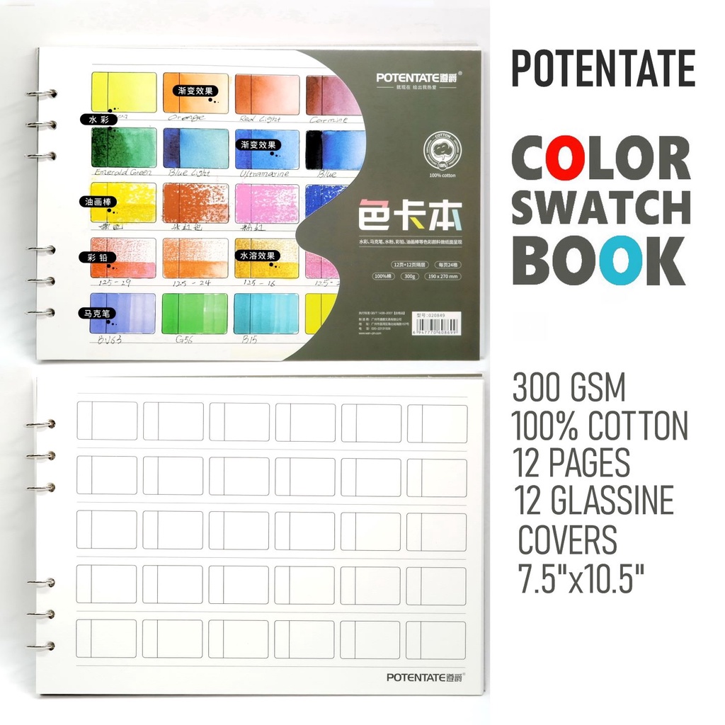 Potentate COLOR SWATCH BOOK / PAD 12 pages, 360 color slots, 300gsm ...