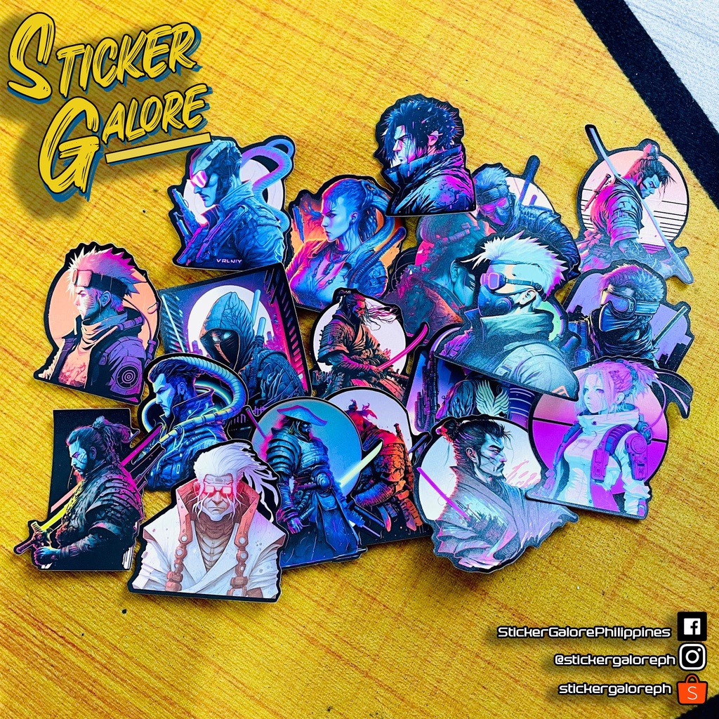 NEON CYBERPUNK SHINOBI/SAMURAI PREMIUM STICKERS (WATERPROOF AND SCRATCH ...