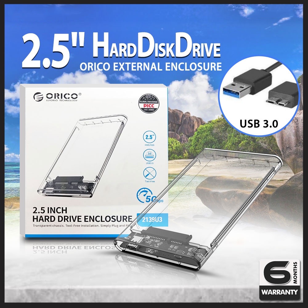 2.5" External Enclosure 2139U3 Transparent Chassis USB 3.0 Plug and ...