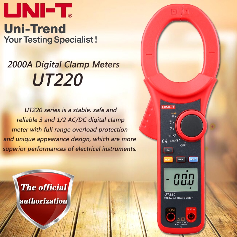 UNI-T UT220 AC 2000A Digital 63mm Clamp Meter High Current Ammeter ...