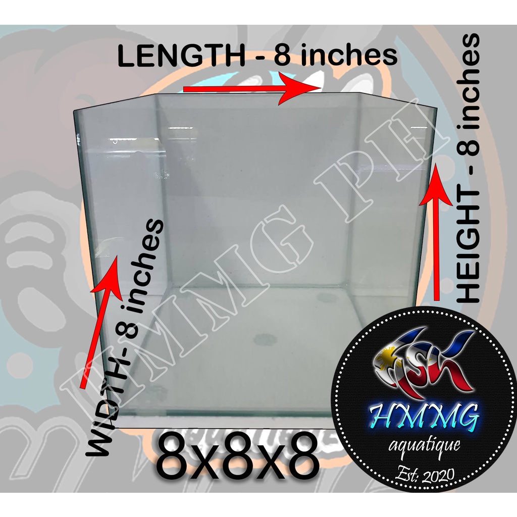 Aquarrium Cube Tank ( 1 Tank per checkout) 6x6x6, 8x8x8 1/8 Thick Glass ...