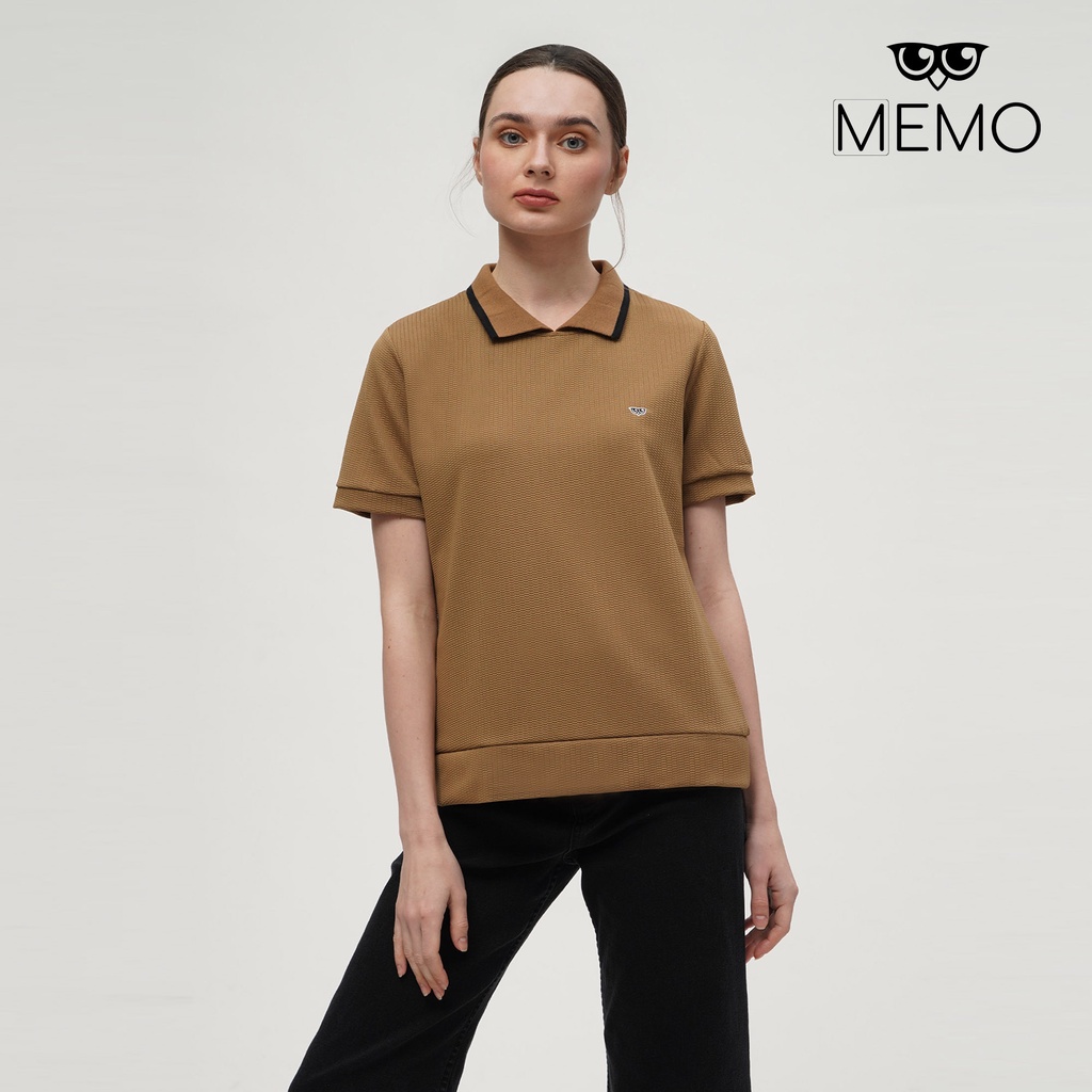 Memo Polo With Contrast Tipping For Women (Camel) | Shopee Philippines