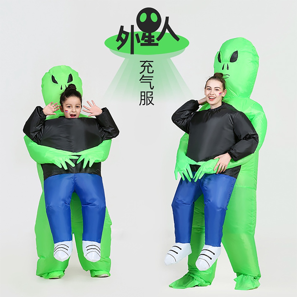 『On Hand』Green Alien Carrying Human Costume Inflatable Funny Blow Up ...