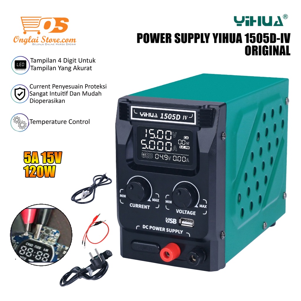 Original HP Yihua 1505D-IV USB Fast Charge 15V 5A Digital Power Supply ...