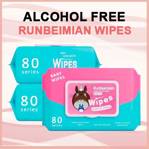 Runbeimian Wipes Baby Cleaning Wet Wipes No Fragrance Alcohol Free ...
