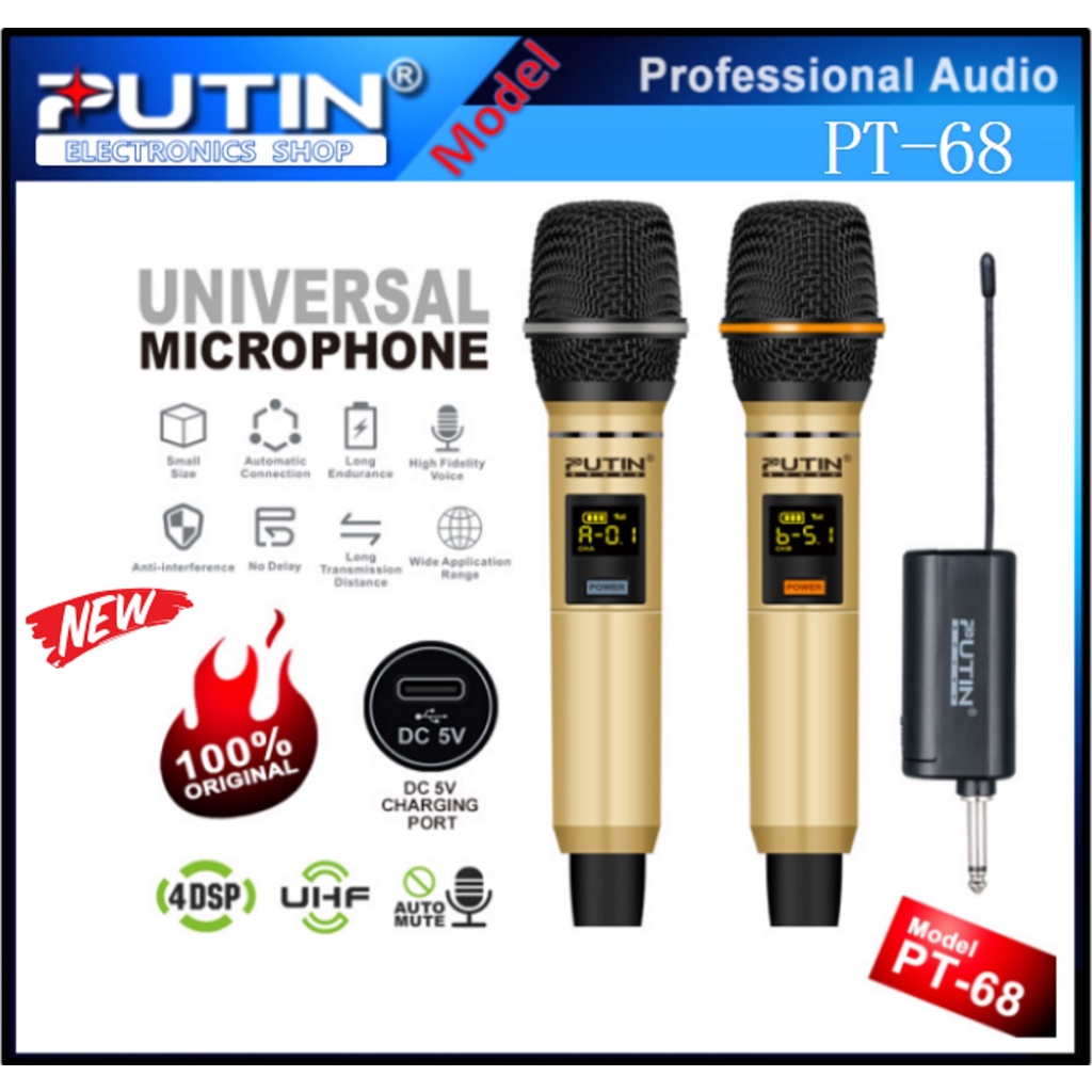 The PUTIN SOUND PT-68 Universal wireless microphone UHF Rechargeable ...