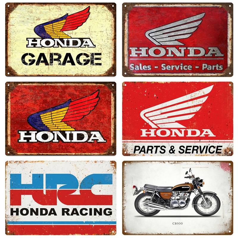 Retro Honda Metal Sign Mortocycle Tin Sign Garage Parts Plaque Metal ...