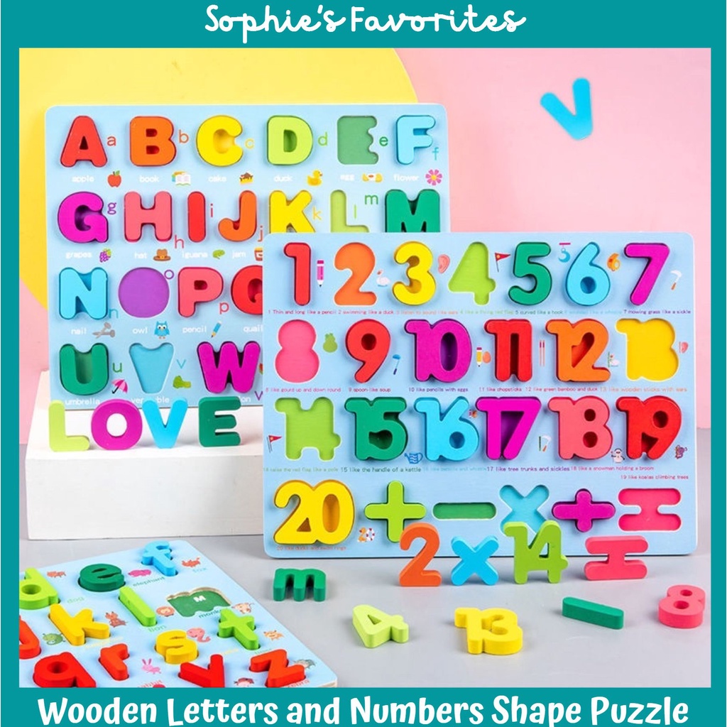 Wooden Numbers And Letters Shape Puzzle | Shopee Philippines