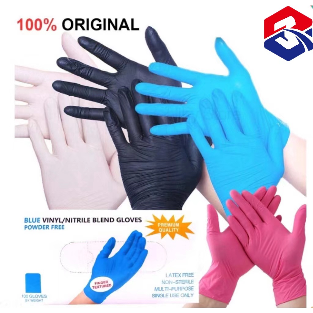 TQTQ 100pcs Vinyl Nitrile Blend Examination Gloves (Powder Free, Latex ...