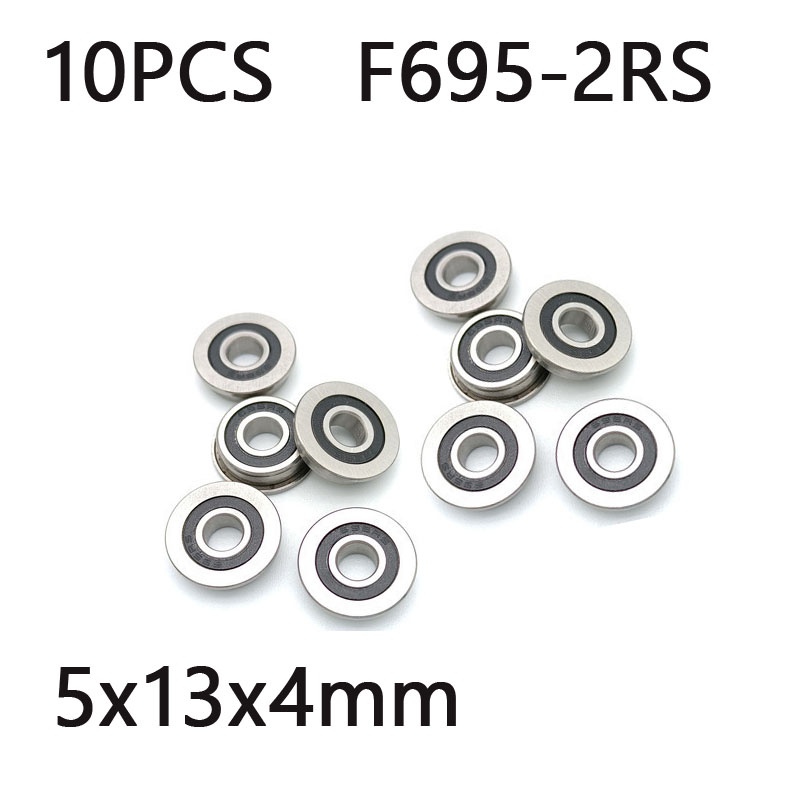 F695 2RS Bearing 5*13*4 mm 10Pcs ABEC-7 Flanged Miniature F695 RS Ball ...