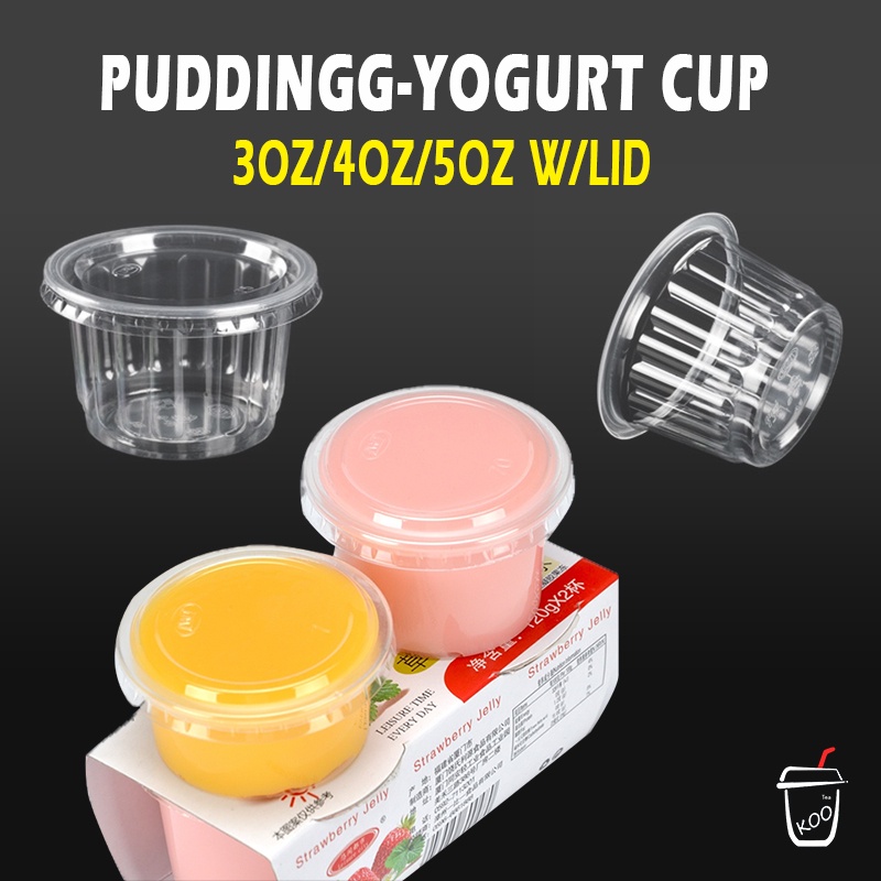 100pcs Disposable Pudding/Yogurt Cup/Plastic Cup Container with Flat ...