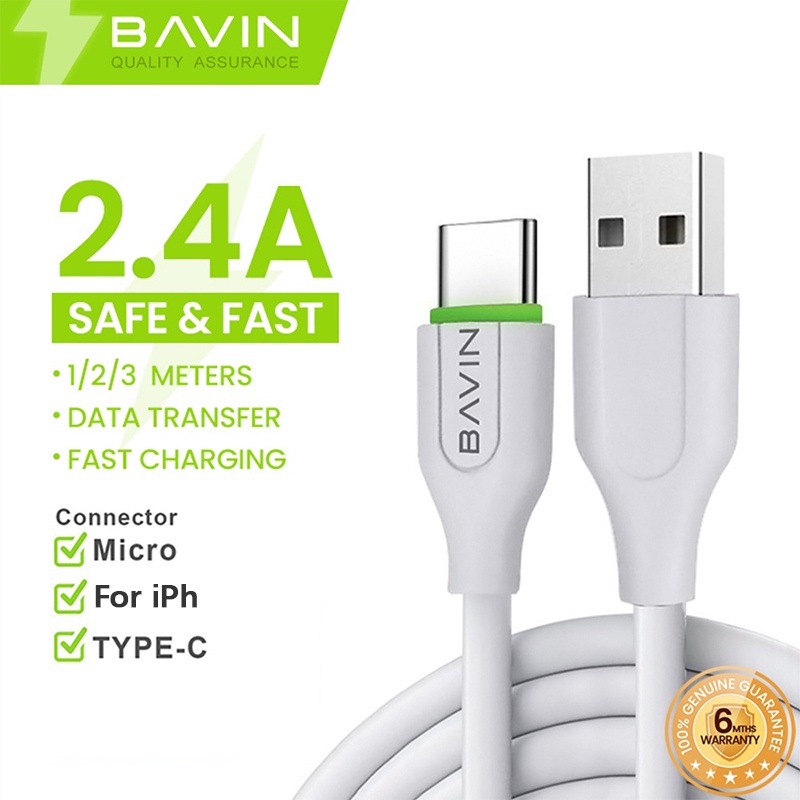 BAVIN CB158 2.4A Data Transfer Charging Cable 1 / 2 / 3 Meters Length ...