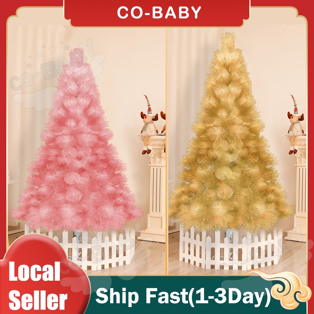 Pure Pink Christmas Tree Metal Stand Pine Needle Tree With Christmas ...