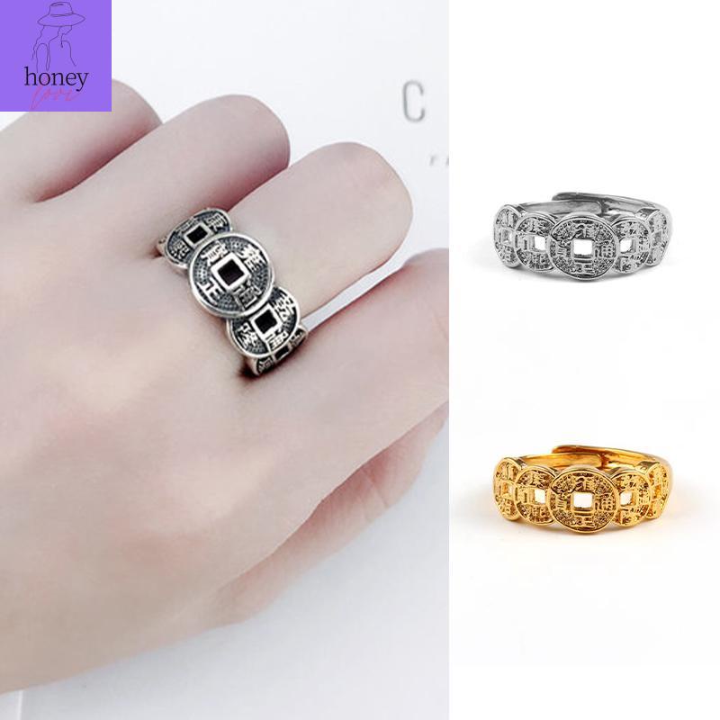 Five Emperors Copper Coin Ring Male Ancient Coin Ring Retro Opening ...