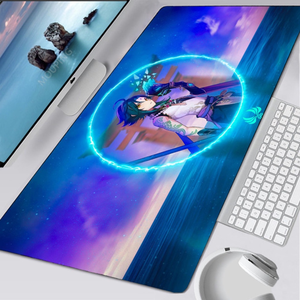 Genshin Impact Xiao Desk Pad Anime Mouse Mats Xxl Black Large Mouse Pad ...