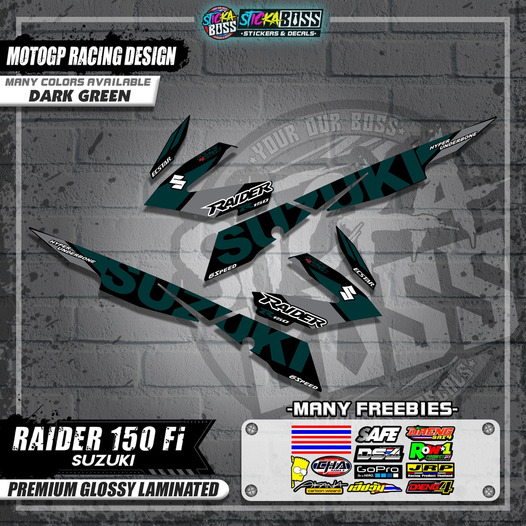 Suzuki Raider 150 Fi Decals DARK GREEN ( MotoGP Racing Design )【WITH ...