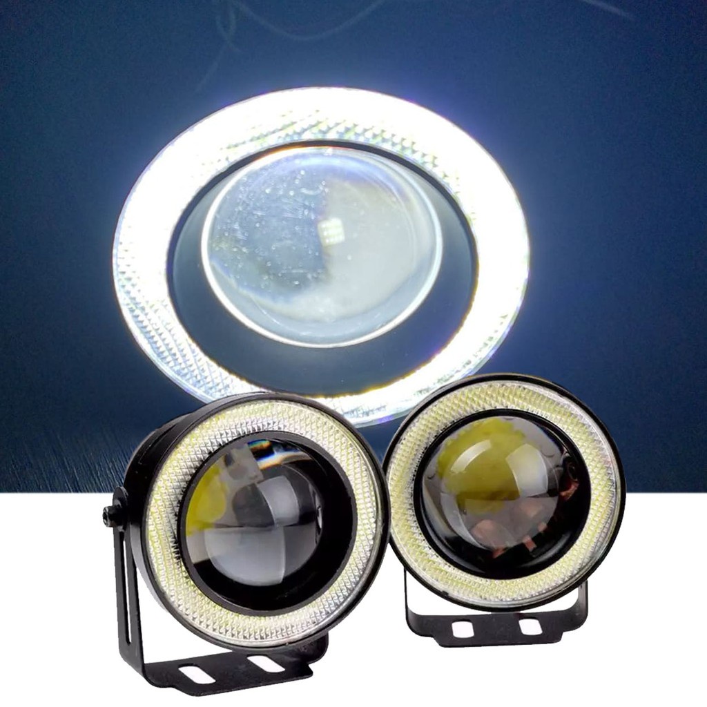 2pcs 3.5 inch Car COB LED Angel Eyes Fog Light Ring Lens Projector Halo Ring Fog Lamp | Shopee ...