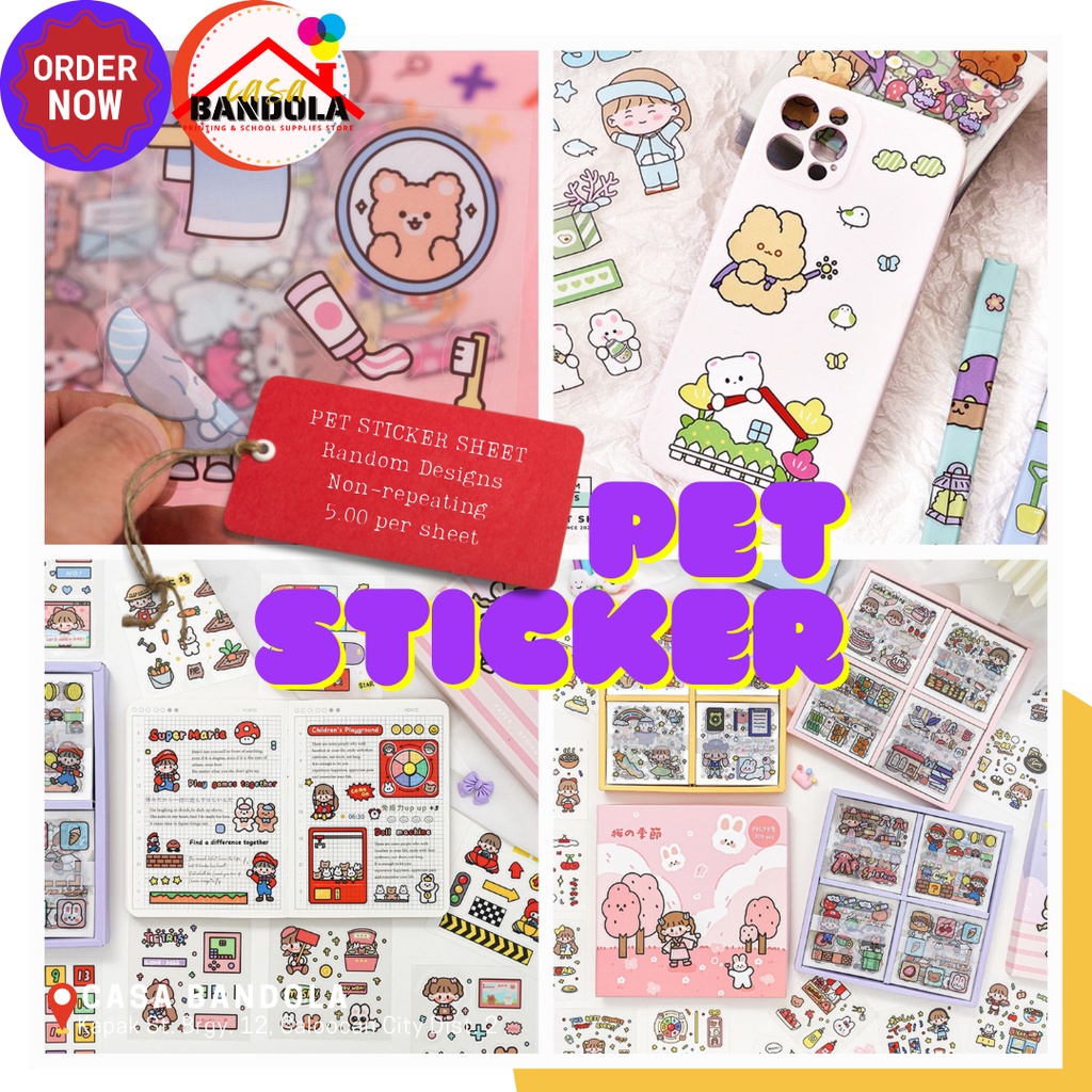 PET STICKERS SHEET NON-REPETITIVE CUTE KAWAII ANIME STICKER FOR BUJO ...