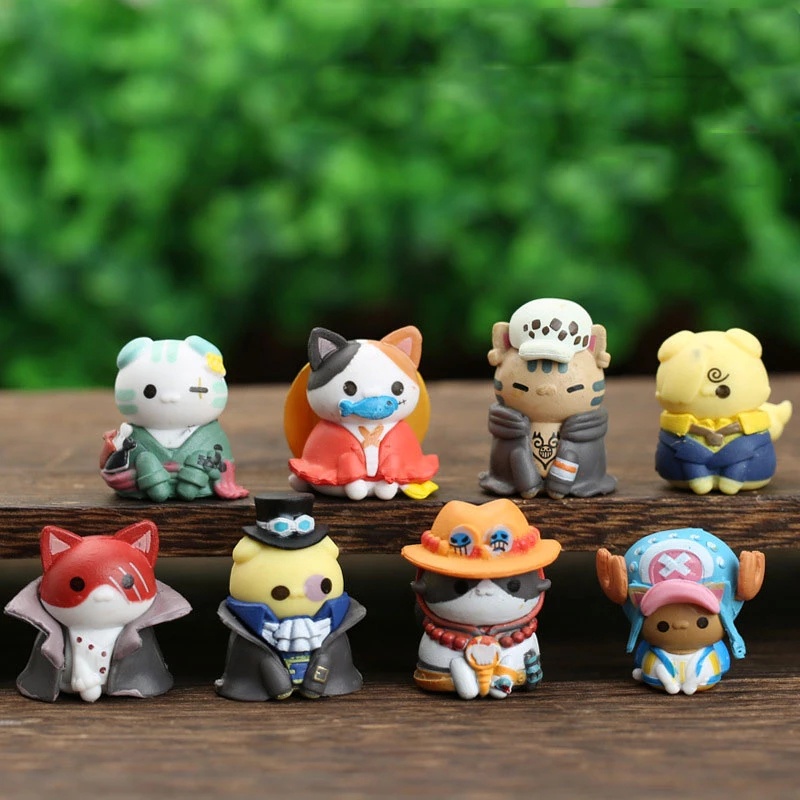 Anime One Piece Figure Cat Luffy Zoro Law Ace Cosplay PVC Model Cute ...