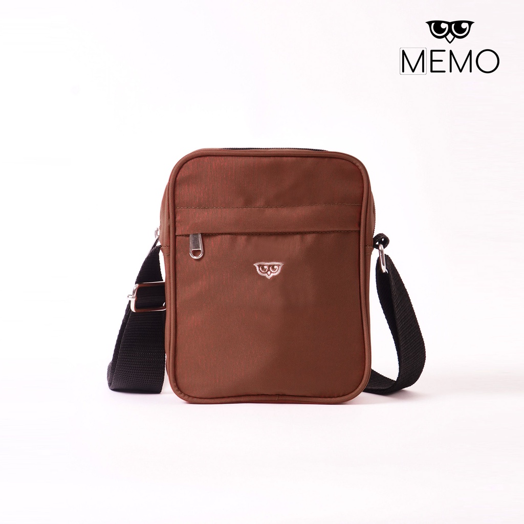Memo Nylon Messenger Bag With Owl Embro For Men (Burnt Orange/Chocolate ...