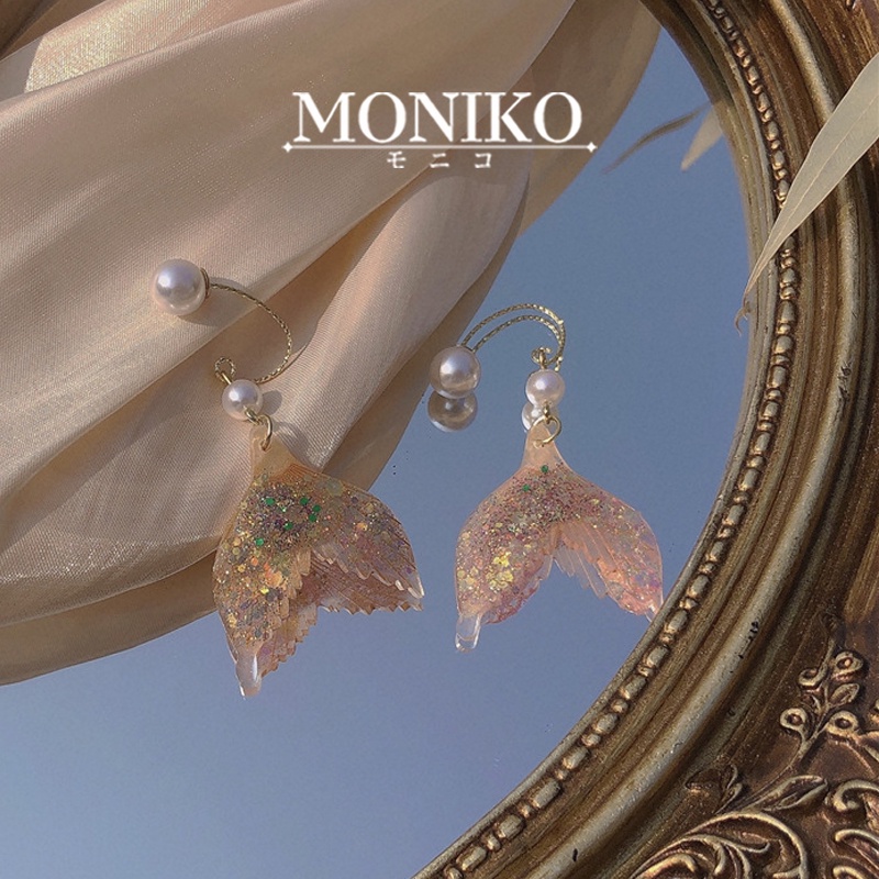 MONIKO Original Design 18k Gold Plated Pearls Mermaid Earrings Drop ...