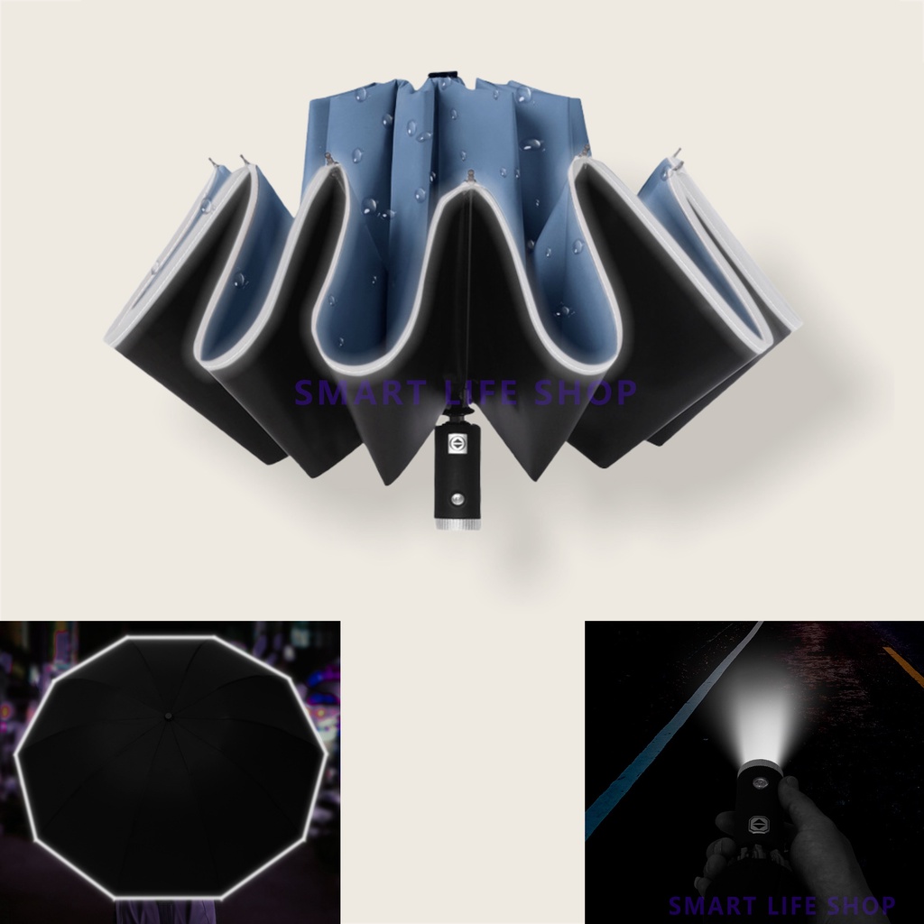 10 Bone 3 Folding Inverted Automatic Umbrella UV Protection UV50 With ...