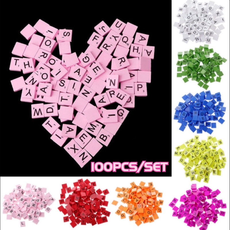 100Pcs Wooden Alphabet Tiles Black Letters & Numbers For Crafts Wood ...