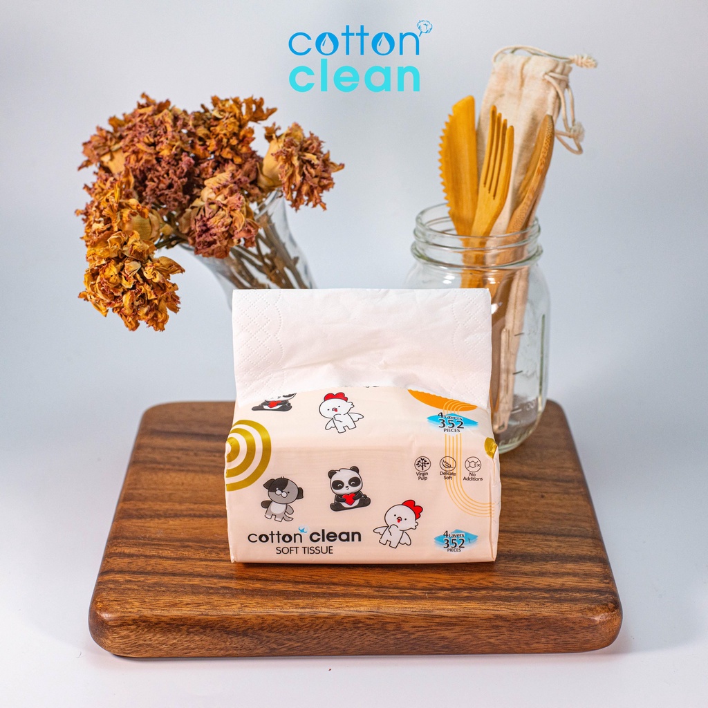 Cotton Clean Soft Tissue Paper 4-Ply 352 Sheets Cleaning Paper Towels ...