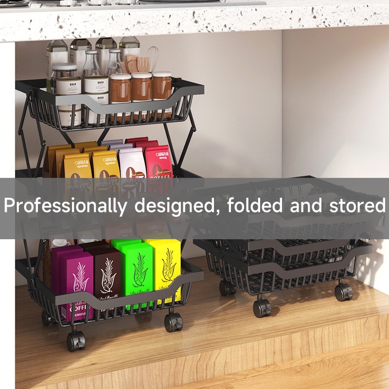 4 Layer Moving Rack Kitchen Storage Shelf Wall Cabinets Home Bedroom ...