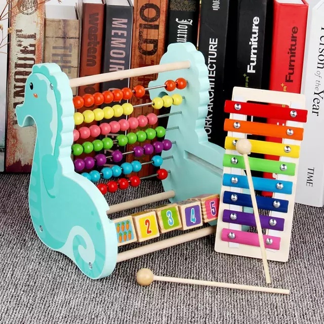 Early Educational Giraffe Wooden String Beads Abacus Calculation Mini ...