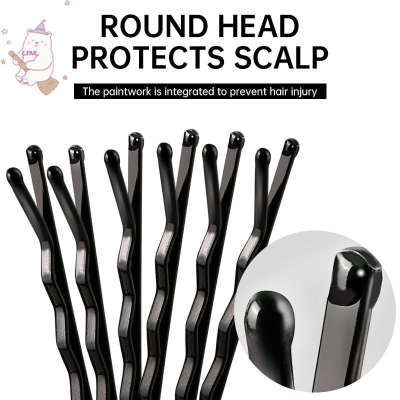 Black Bobby Pins Simple Invisible Flat Wavy Shape Hairpin Bride Girl ...