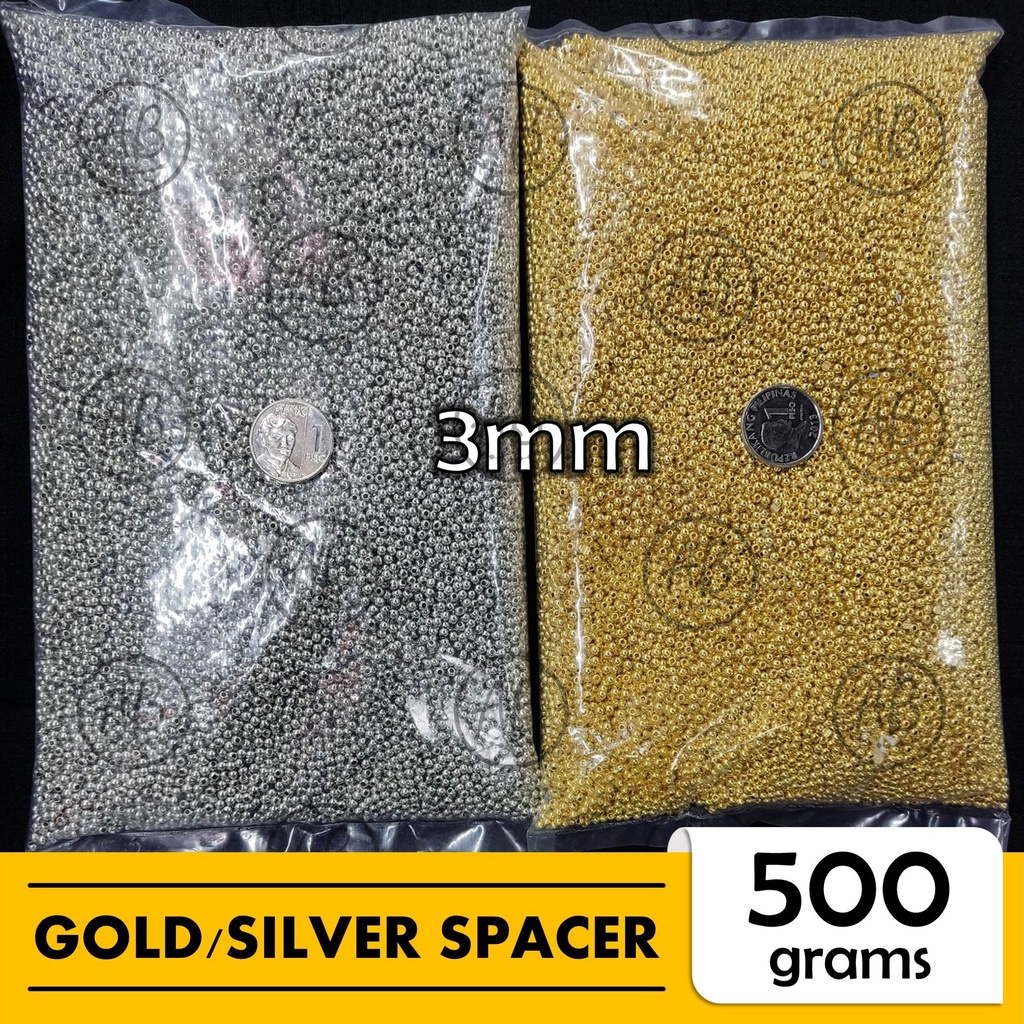 3mm Gold and Silver Plastic Ball Spacer 500g Big Pack Loose Pearls | Shopee Philippines
