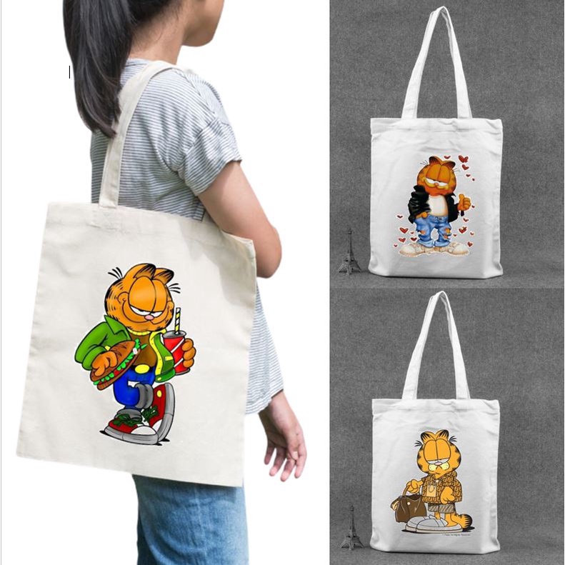 GARFIELD TOTE BAG / CANVAS BAG KATSA / LADIES BAG 13X15 INCHES | Shopee ...