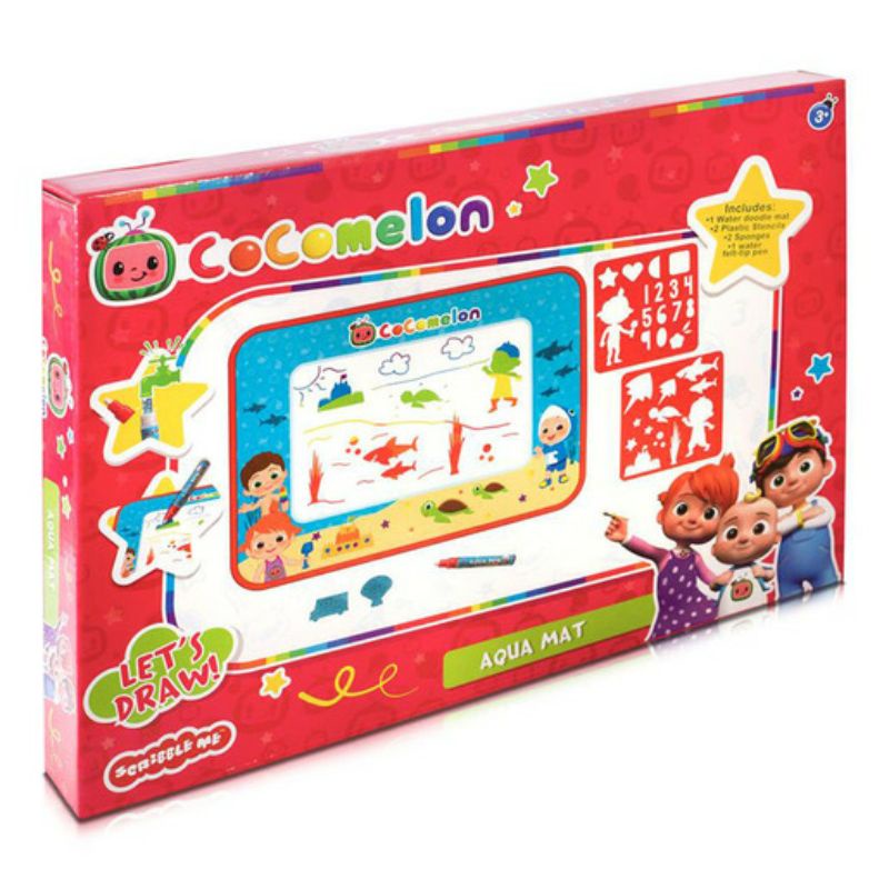 Cocomelon Aqua Mat With 2 Stencils, 2 Sponges, 1 Felt-Tip Pen with a ...