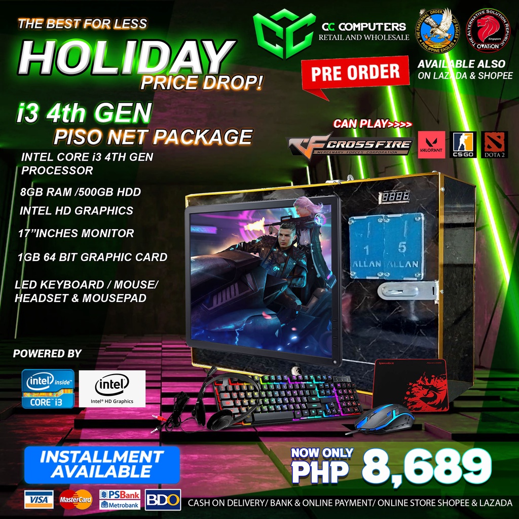 PISO NET PACKAGE INTEL I3 4TH GEN / 8GB / 500GB HDD / 17" MONITOR ...