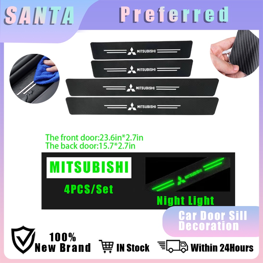 4Pcs/Set Mitsubishi Luminous Car Door Sill Protector Plate Threshold ...