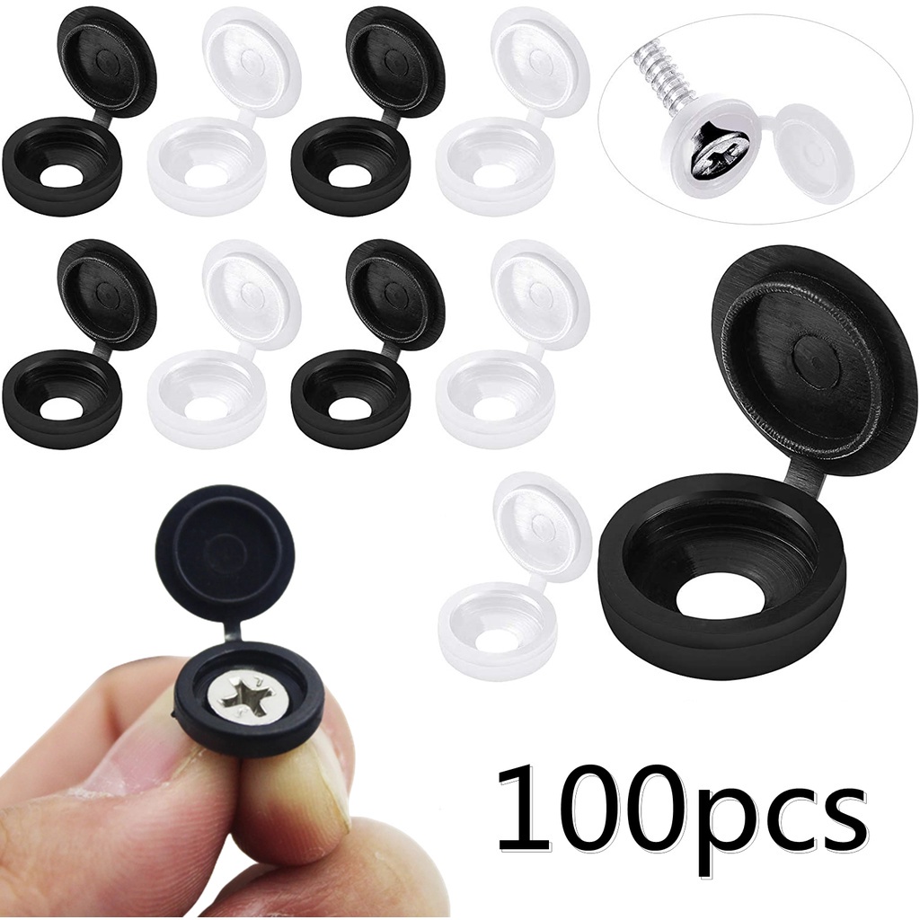 100pcs/Set Mirror Nail Cap Hinged Screw Cover Caps- ABS Hinged Plastic ...