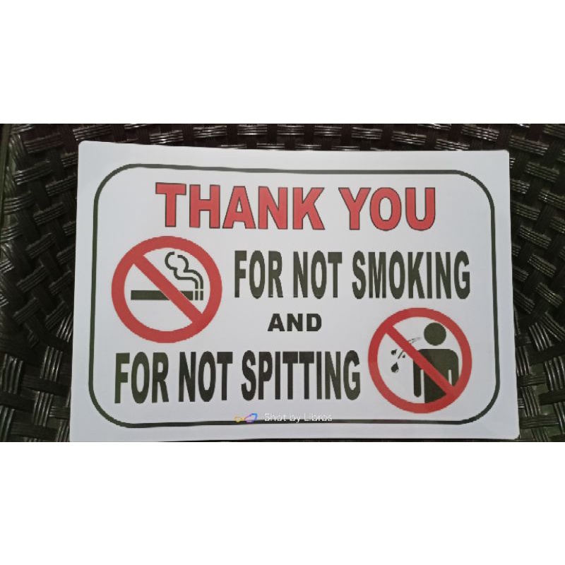 Thank You For Not Smoking and For Not Spitting Signage A4 Size PVC ...