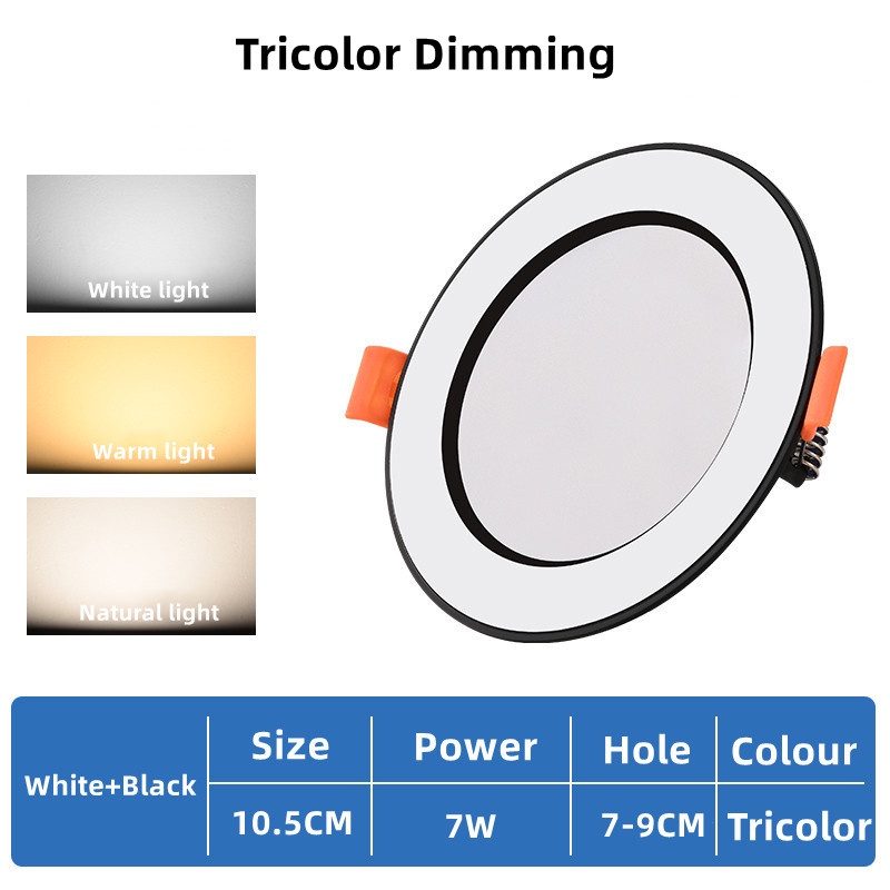 Tricolor LED Downlight Recessed Lights Panel 5W 7W 9W 220v Ceiling ...