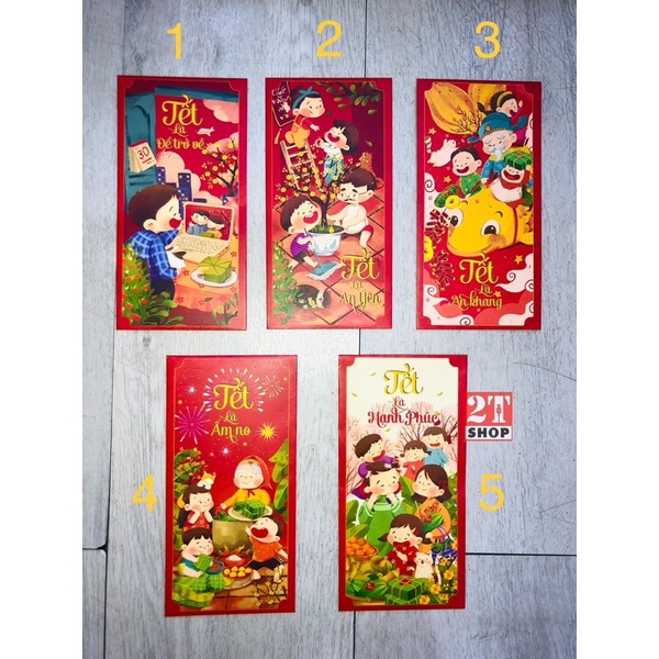 Red ENVELOPES SET OF RED ENVELOPES "CNY IS...." With 5 MEANINGFUL ...