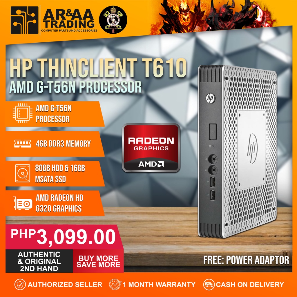 CPU Mini Desktop Package HP Thin Client T610 AMD G-T56N Processor 1 ...
