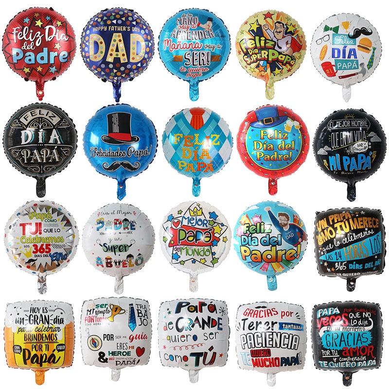 18Inch Spanish English Happy Father's Day Foil Helium Balloons Feliz ...